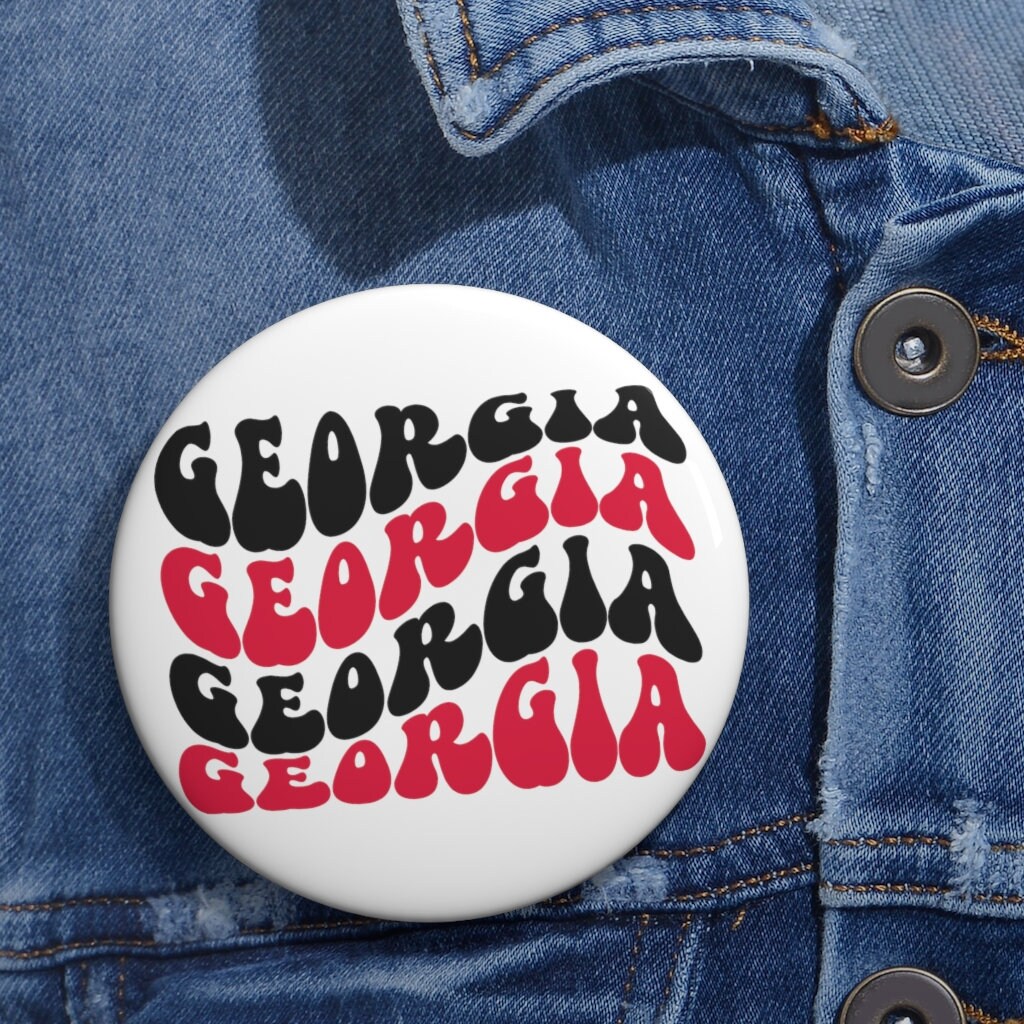 Groovy White Georgia Button Georgia Game Day Pin Georgia - Etsy