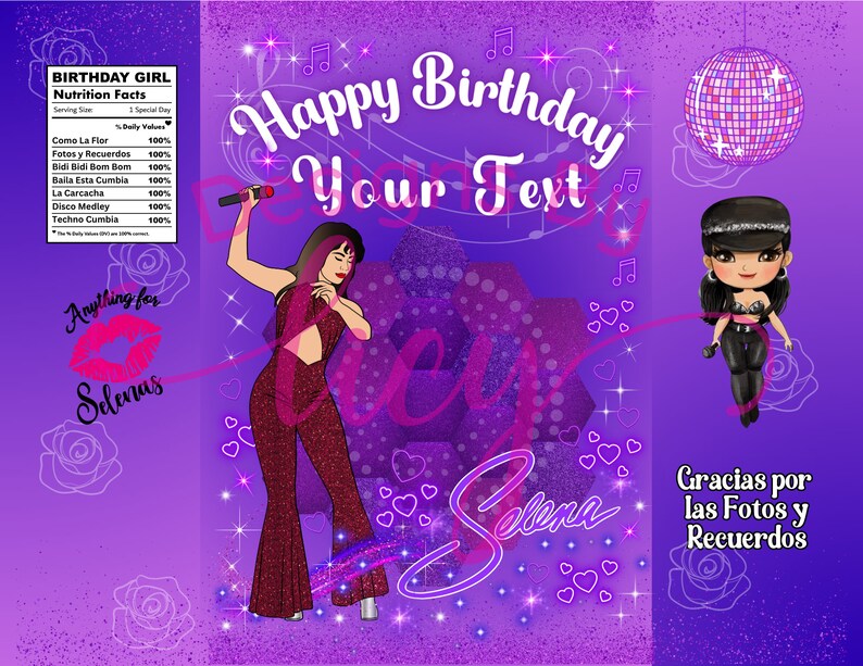 Selena Birthday Chip Bag Template PNG - Etsy Australia
