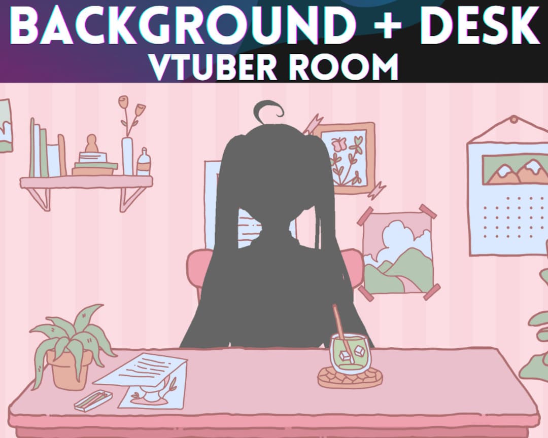 BACKGROUND + DESK for VTUBER | Table, Cute, Pink, Pastel, Minimalist ...