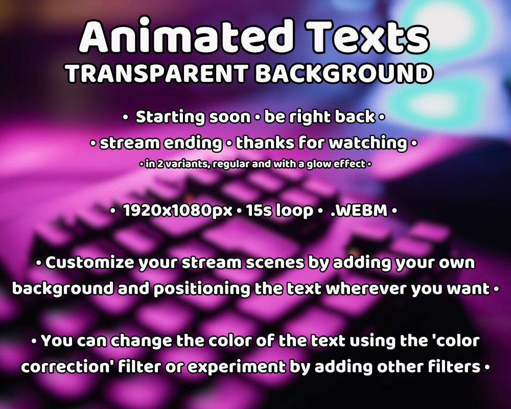 ANIMATED STREAM TEXTS Transparent Background | Starting Soon, Be Right ...
