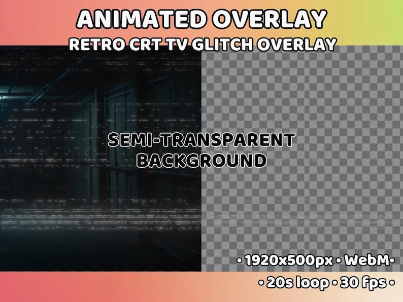 Retro CRT TV Glitch Overlay | Animated Stream Transparent Decoration ...