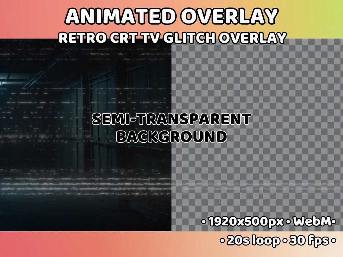 Retro CRT TV Glitch Overlay | Animated Stream Transparent Decoration ...
