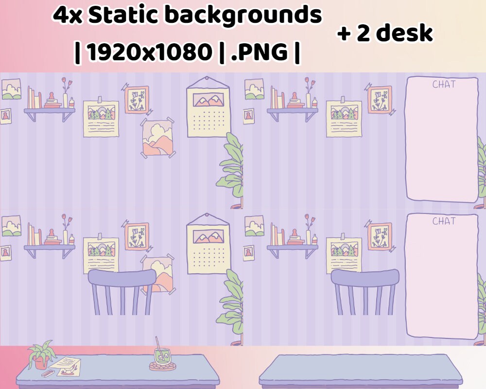 BACKGROUND + DESK for VTUBER | Table, Cute, Violet, Purple, Pastel ...