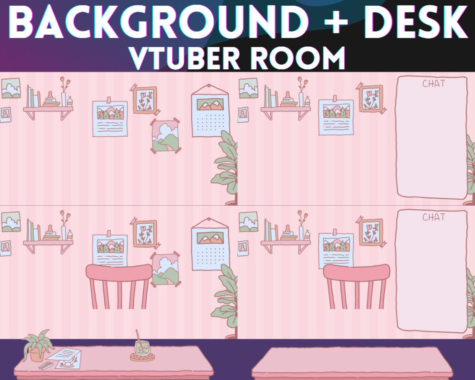 BACKGROUND DESK for VTUBER Table Cute Pink Pastel - Etsy