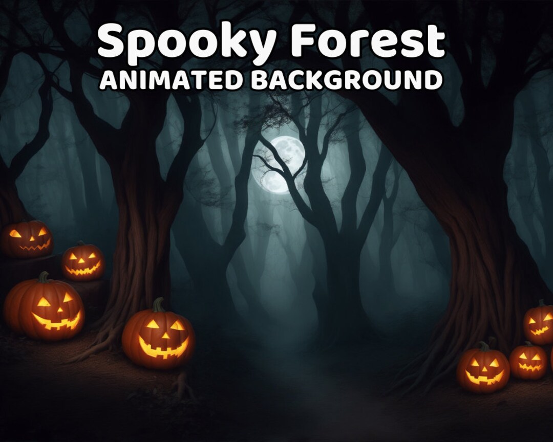 HALLOWEEN ANIMATED BACKGROUND Spooky Forest Vtuber, Stream, Pumpkin ...