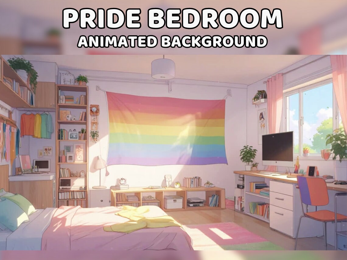 PRIDE ANIMATED BACKGROUND | Cute Pastel Bedroom Lgbt Cozy Ambience Safe ...