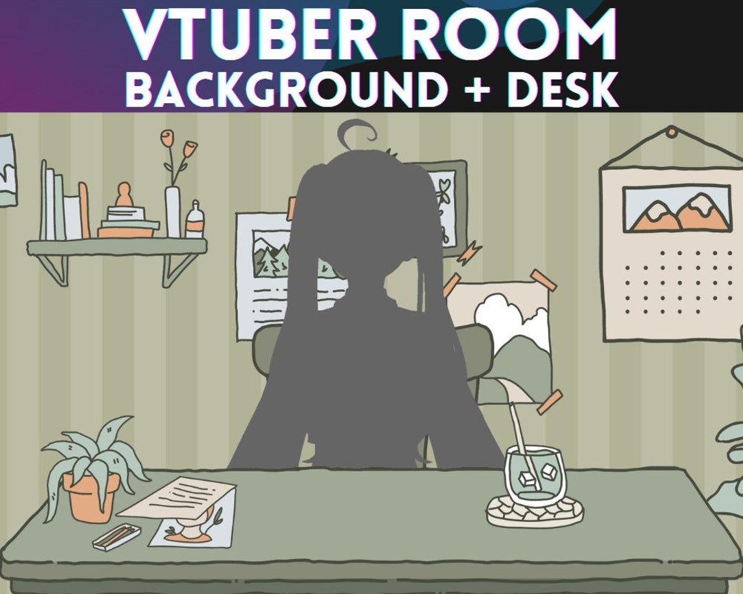 BACKGROUND + DESK for VTUBER | Table, Room, Cute,green, Cozy ...