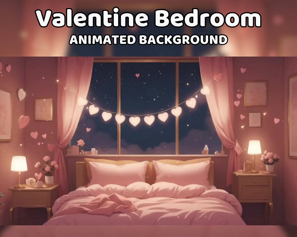 ANIMATED VALENTINE BACKGROUND | Cozy Room for Vtuber, Valentine's Day ...