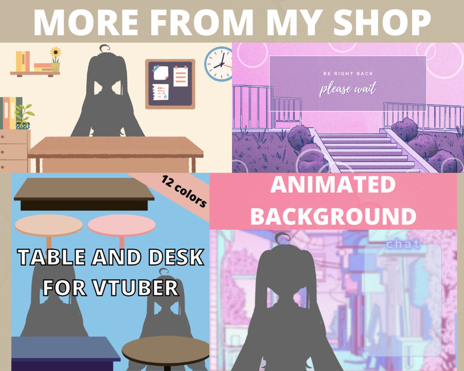 Simple Vtuber Background Desk Day Night Pastel - Etsy