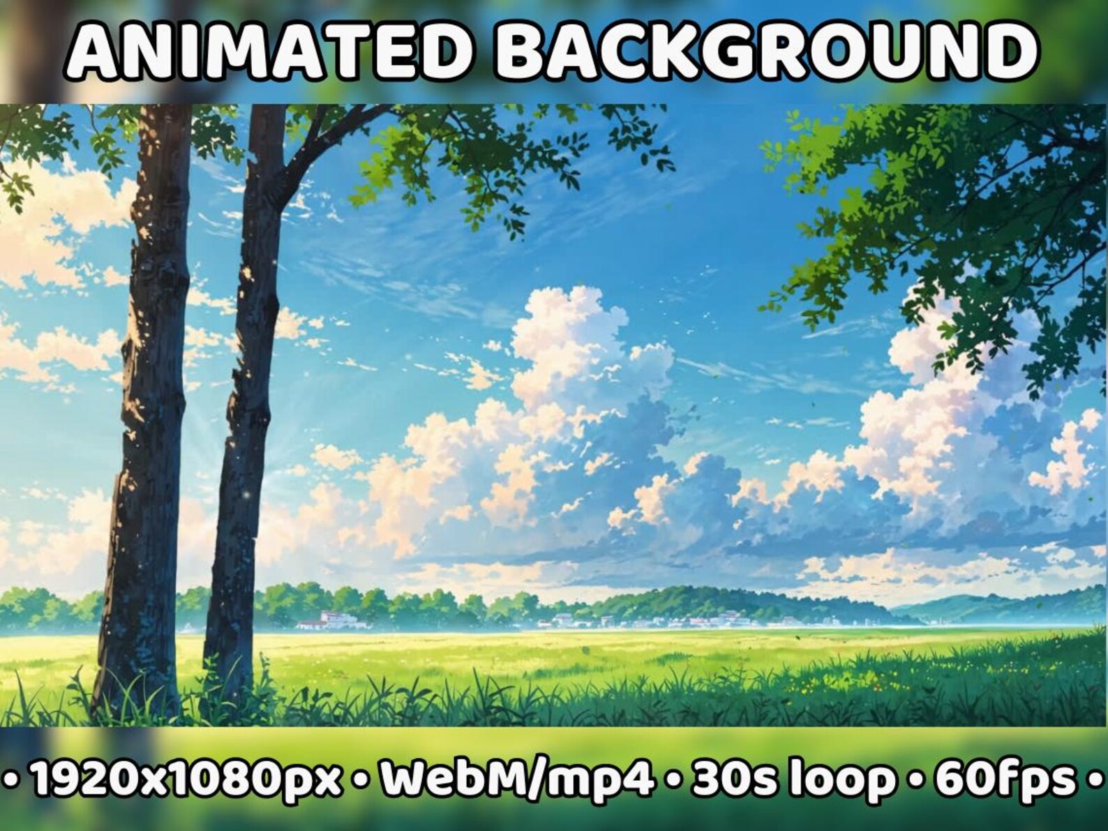 Summer ANIMATED BACKGROUND | Green Field Sunlit Trees Relaxing Nature ...