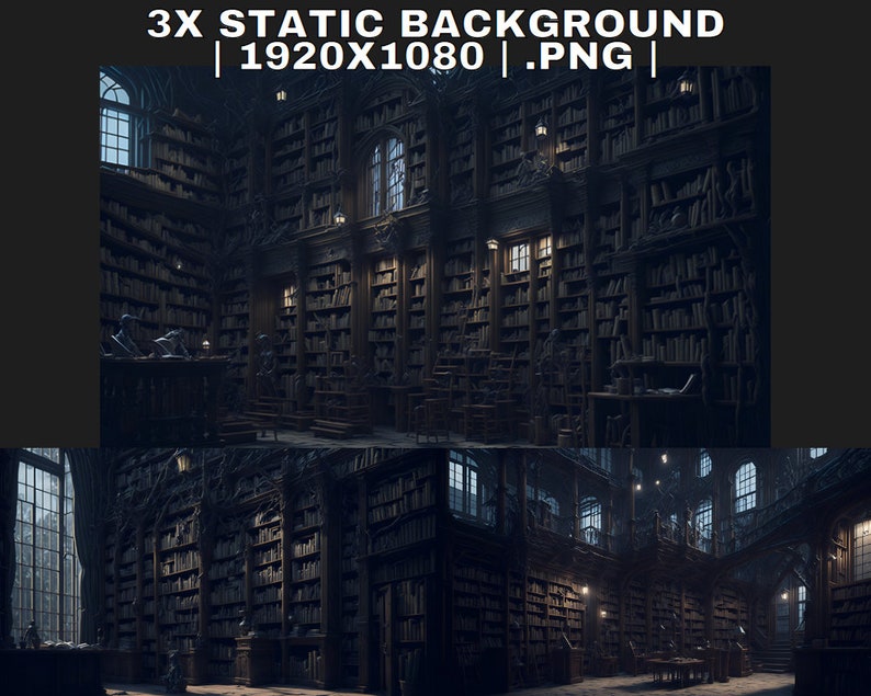 ANIMATED STREAM BACKGROUND - Dark Library | Vtuber, Just Chatting ...