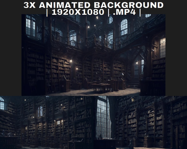 ANIMATED STREAM BACKGROUND - Dark Library | Vtuber, Just Chatting ...