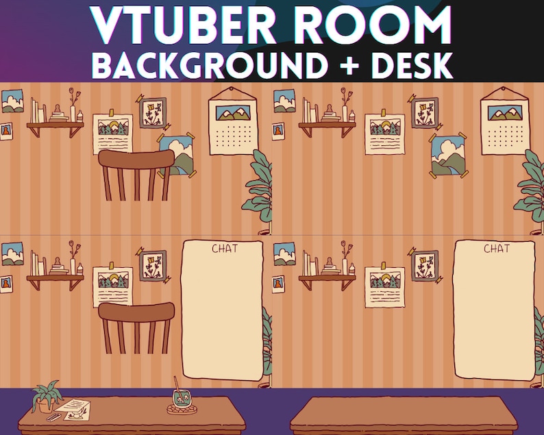BACKGROUND + DESK for VTUBER | Table, Room, Cute, Orange, Vintage ...