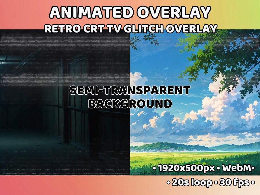 Retro CRT TV Glitch Overlay | Animated Stream Transparent Decoration ...