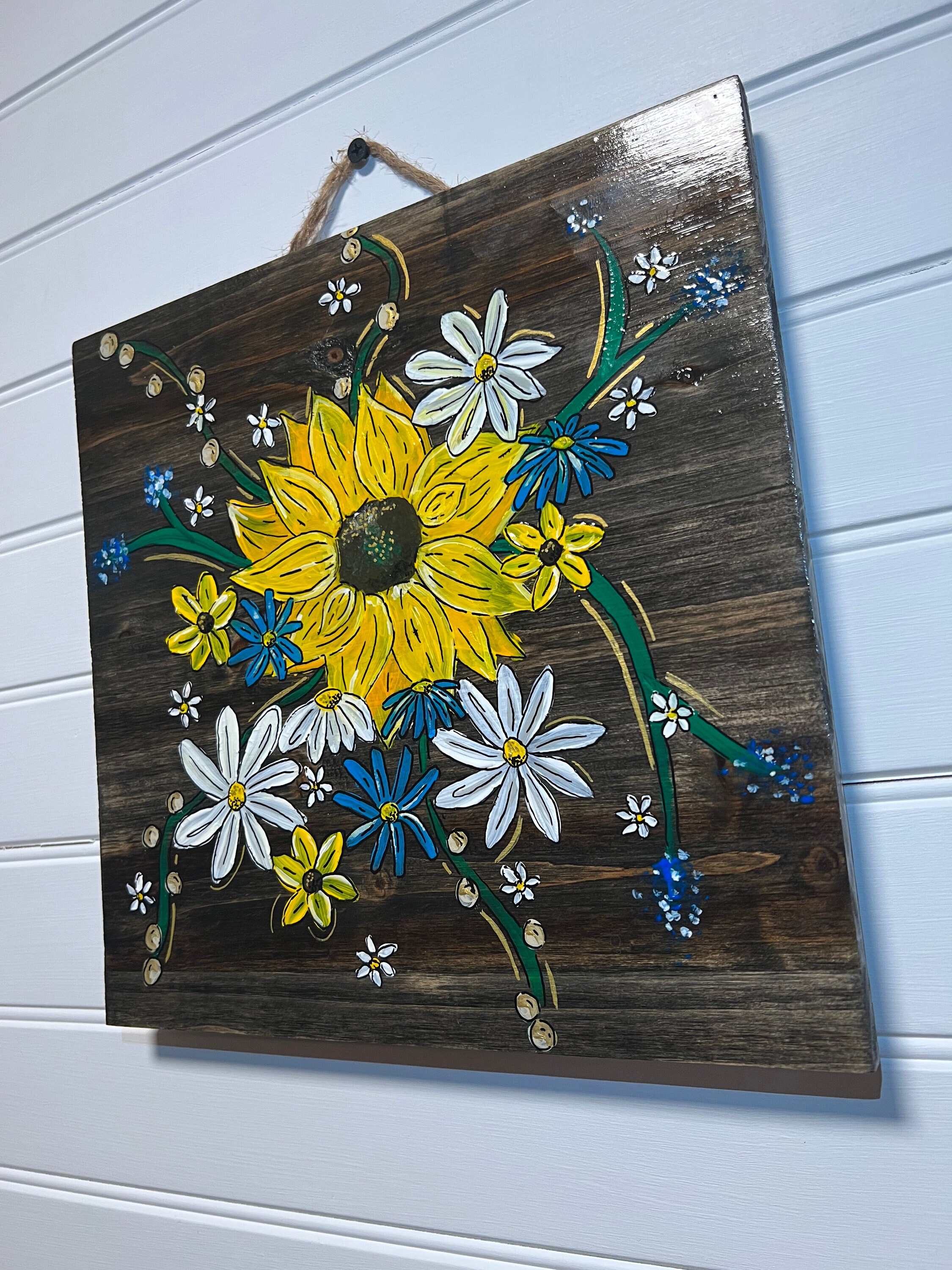Flower Sign Hand Painted Flower Sign Hand Painted Sign Sunflower Sign ...