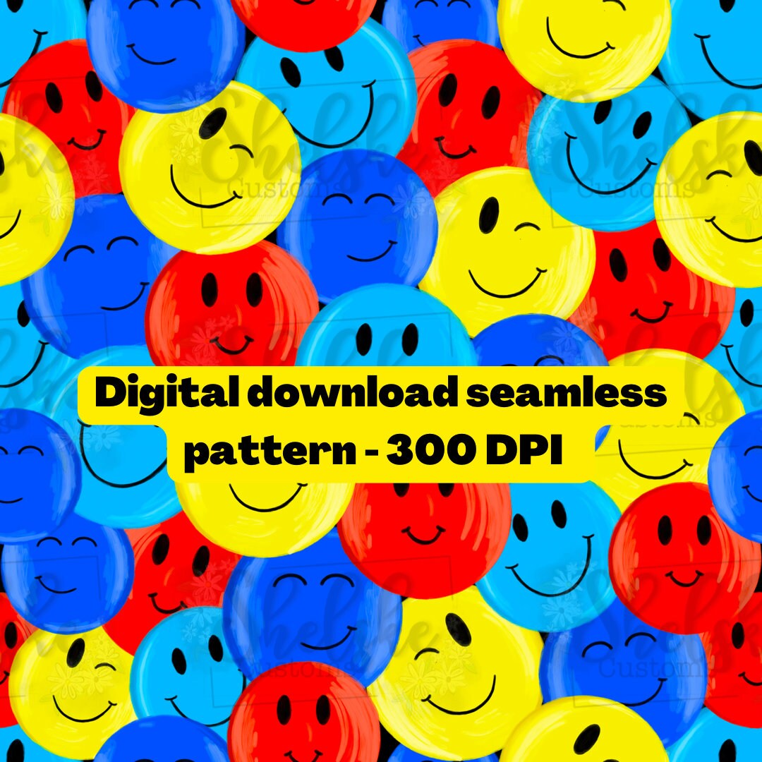 Happy Face Seamless Pattern Smiley Face Seamless Pattern Be Happy Keep ...