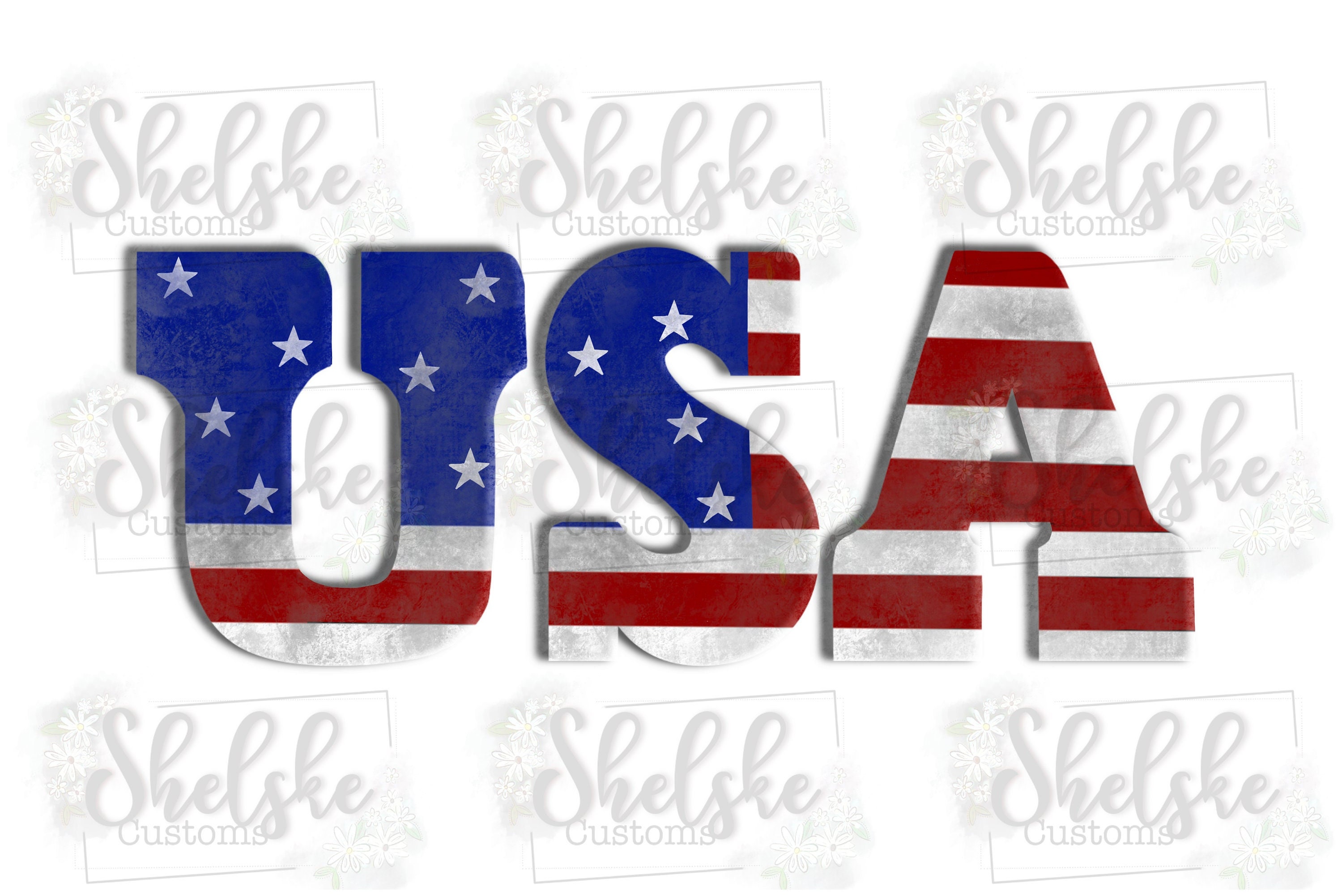 USA Block Letters With Distressed American Flag Inlay Png - Etsy