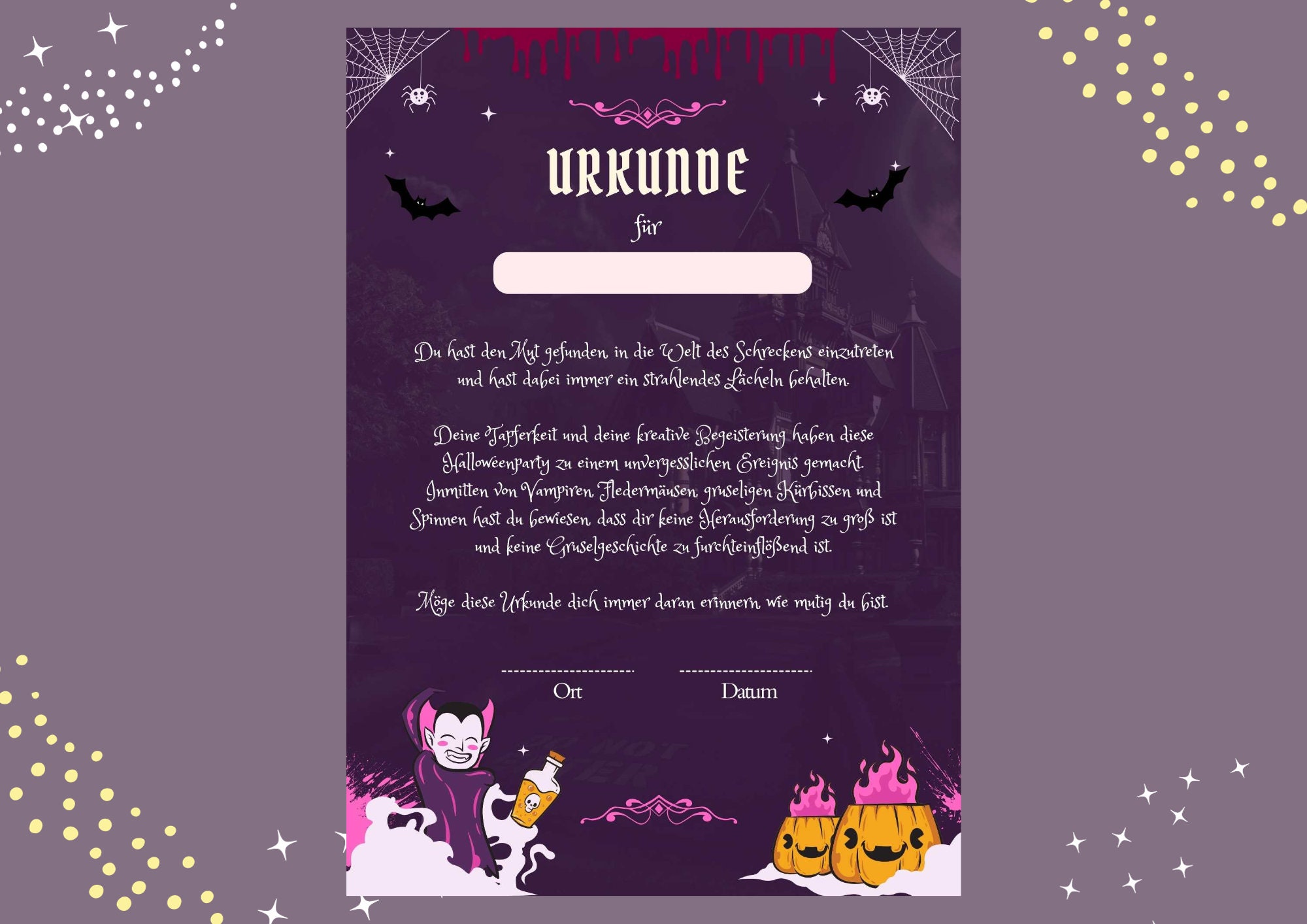 Certificate Halloween Horror Certificate Children's - Etsy