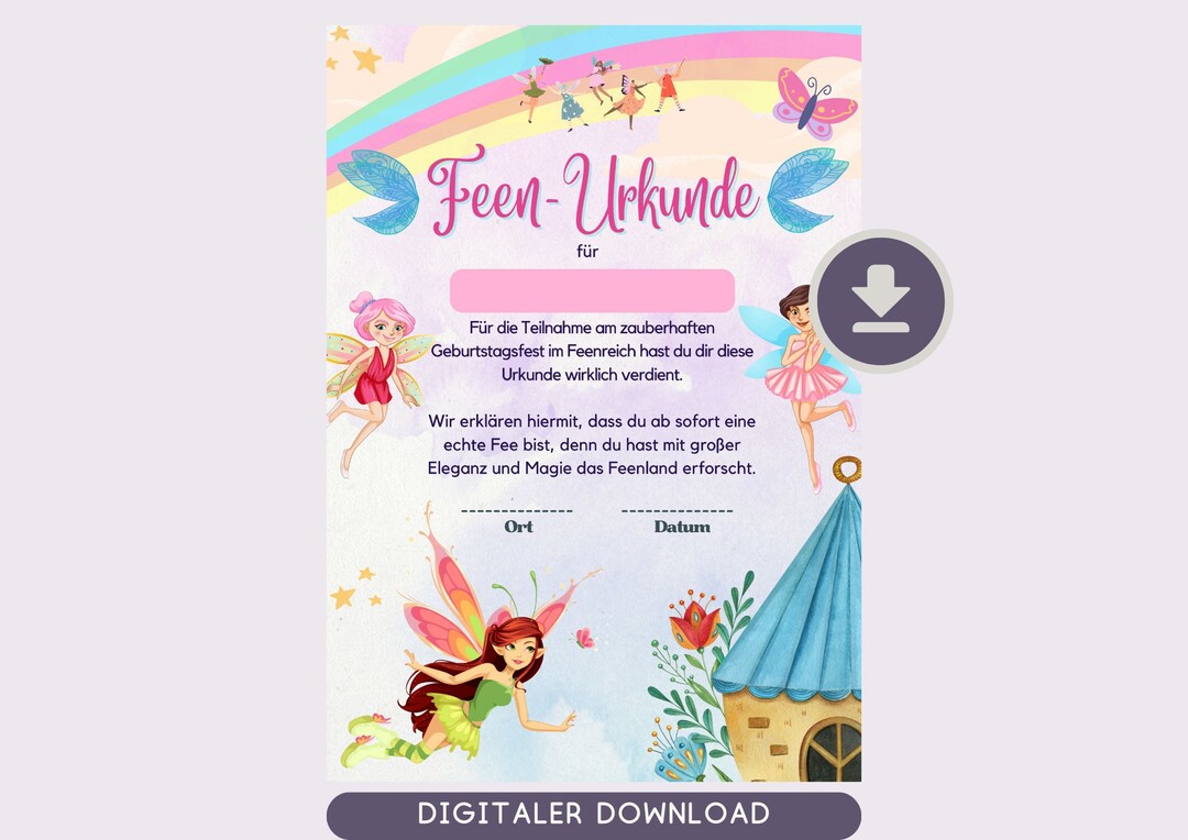 Magical Certificate Fairy Perfect for an Unforgettable Birthday Party ...