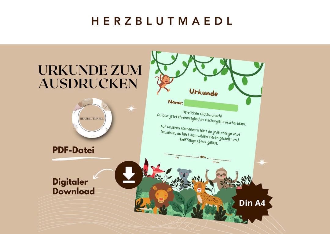 Jungle Party Favors - Exciting Jungle Certificates – Personalized ...
