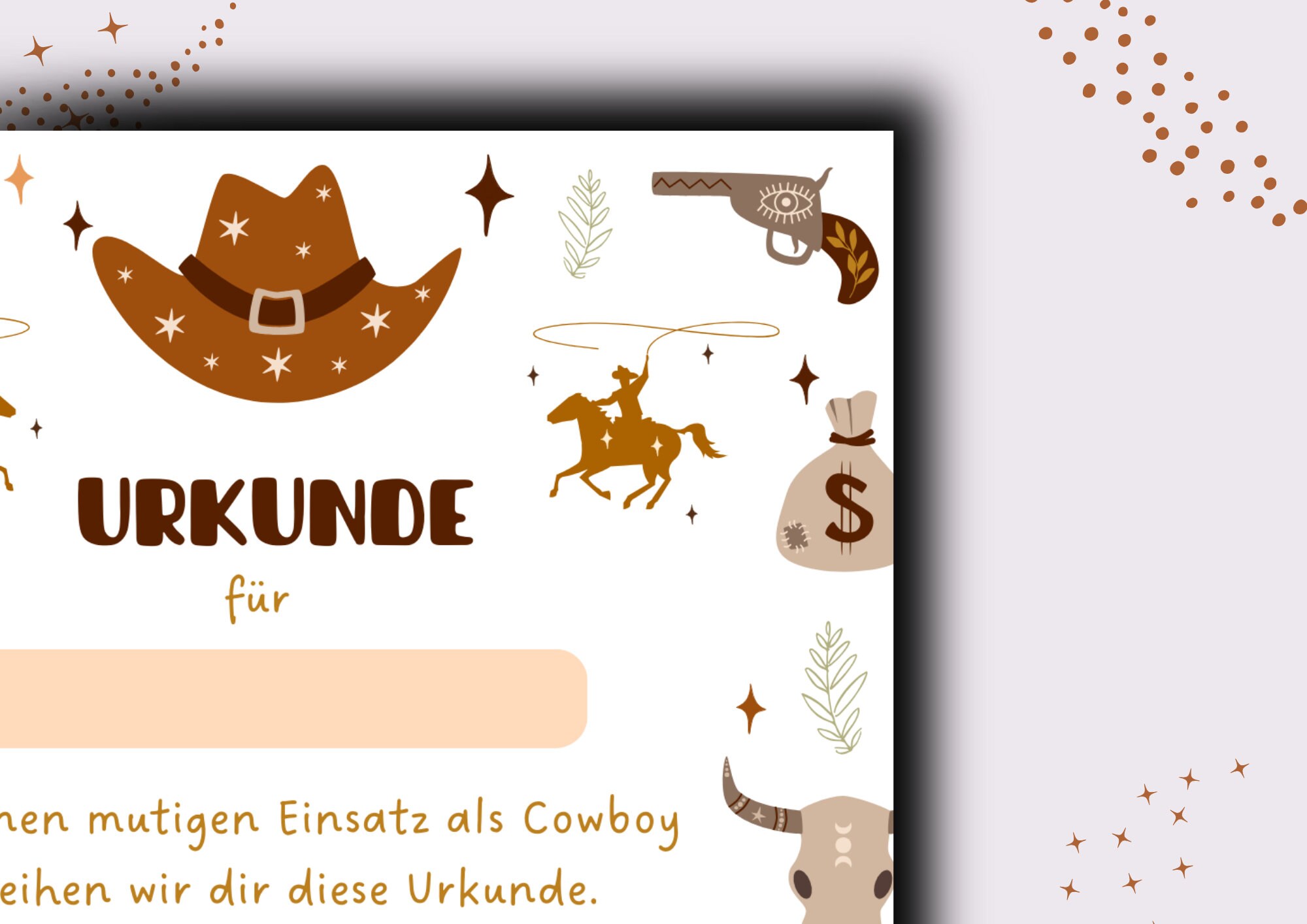 Cowboy Certificate as a Party Favor for a Child's Birthday or for ...
