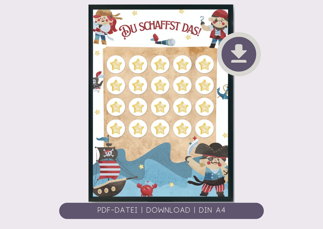 Motivational Pirate Reward Board for Children in DIN A4 - Etsy
