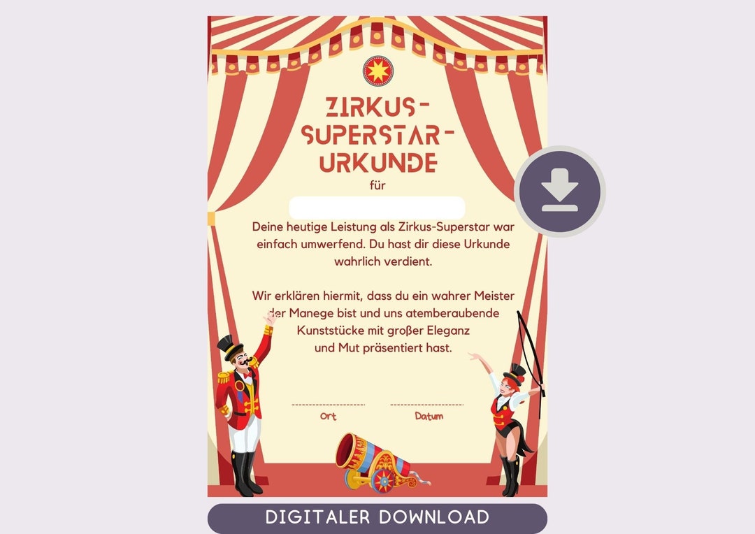 Personalized Circus Certificate for a Child's Birthday - Etsy