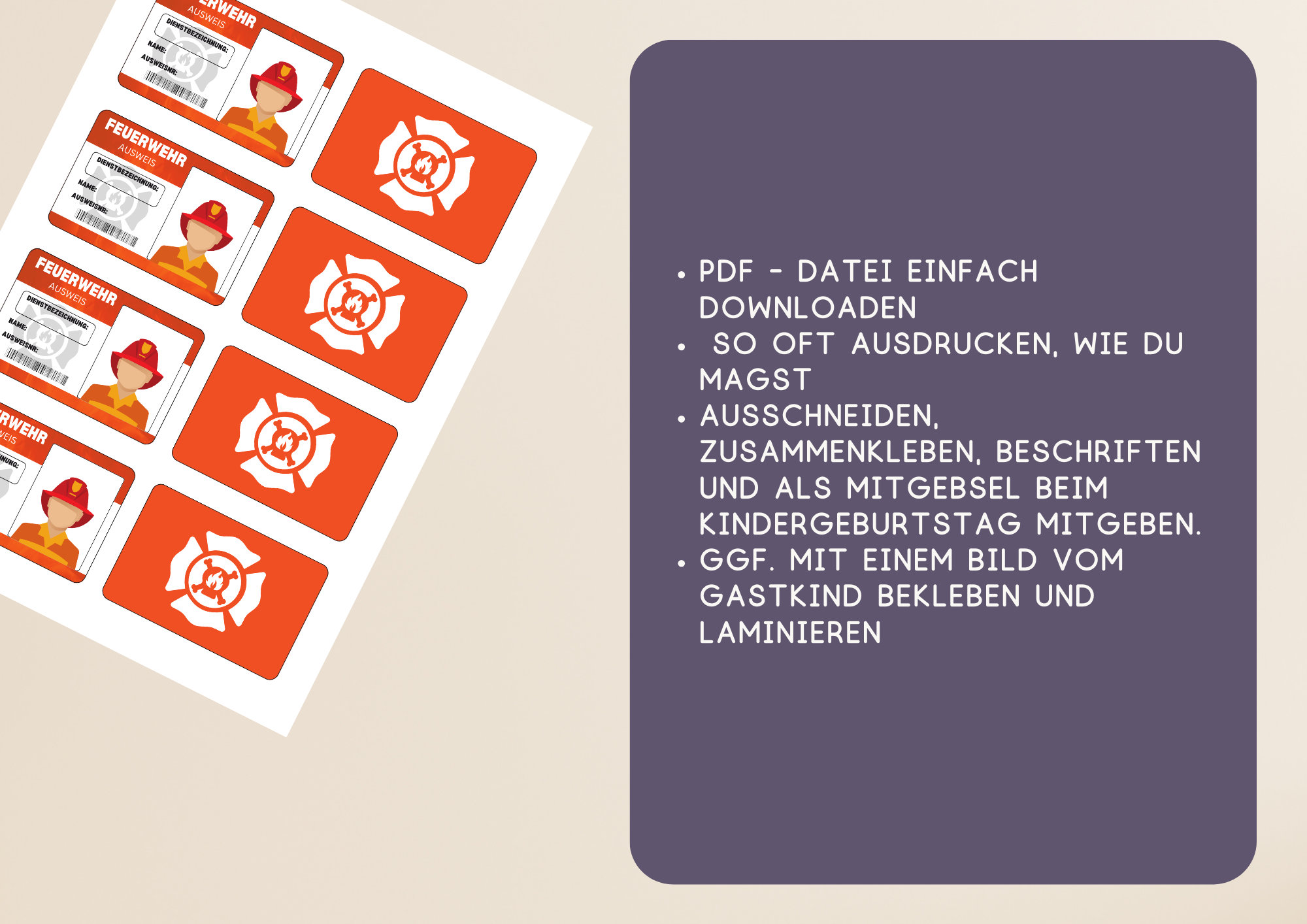 Personalized Party Favor ID Cards for Firefighters | Party Favors for ...