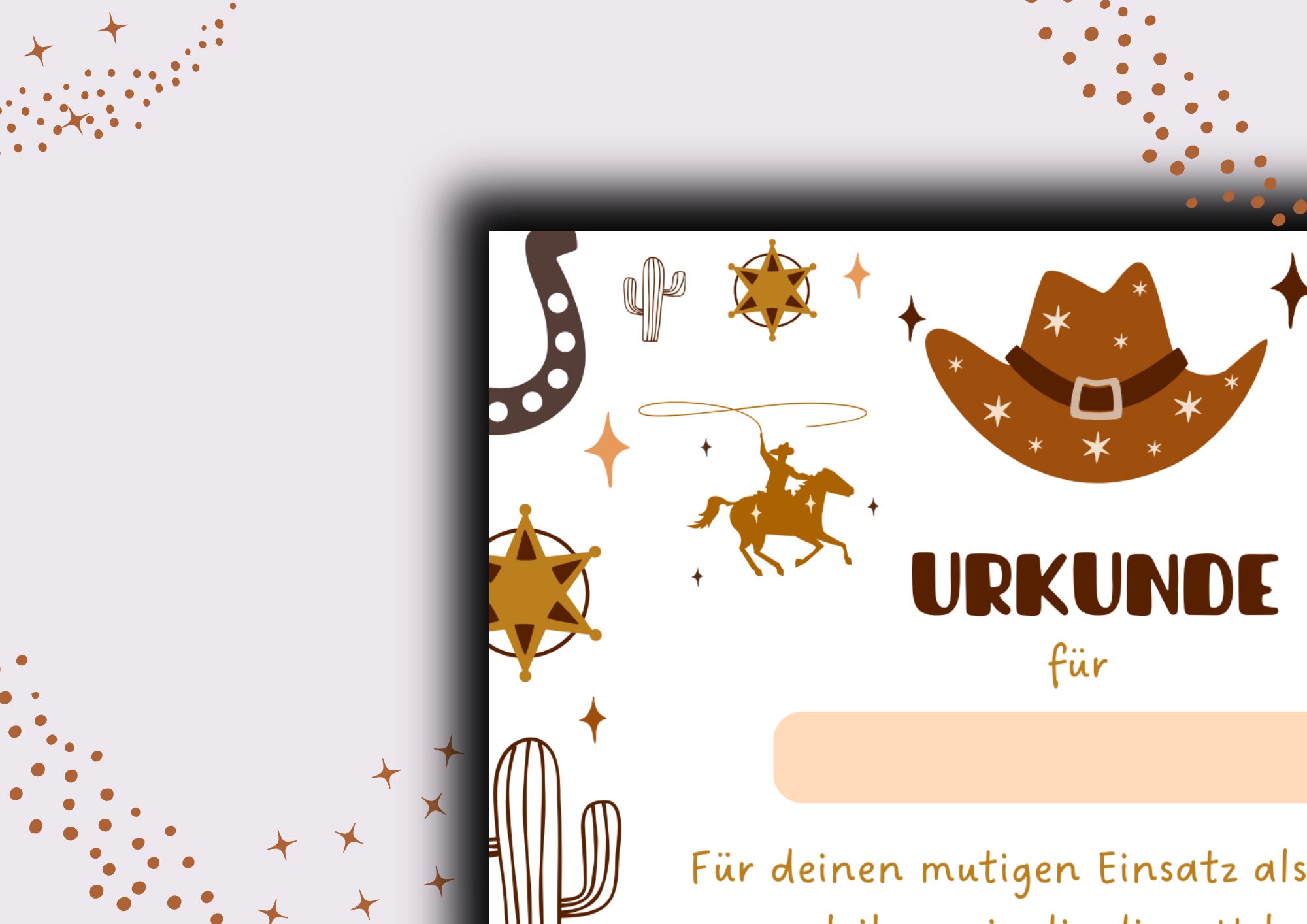Cowboy Certificate as a Party Favor for a Child's Birthday or for ...