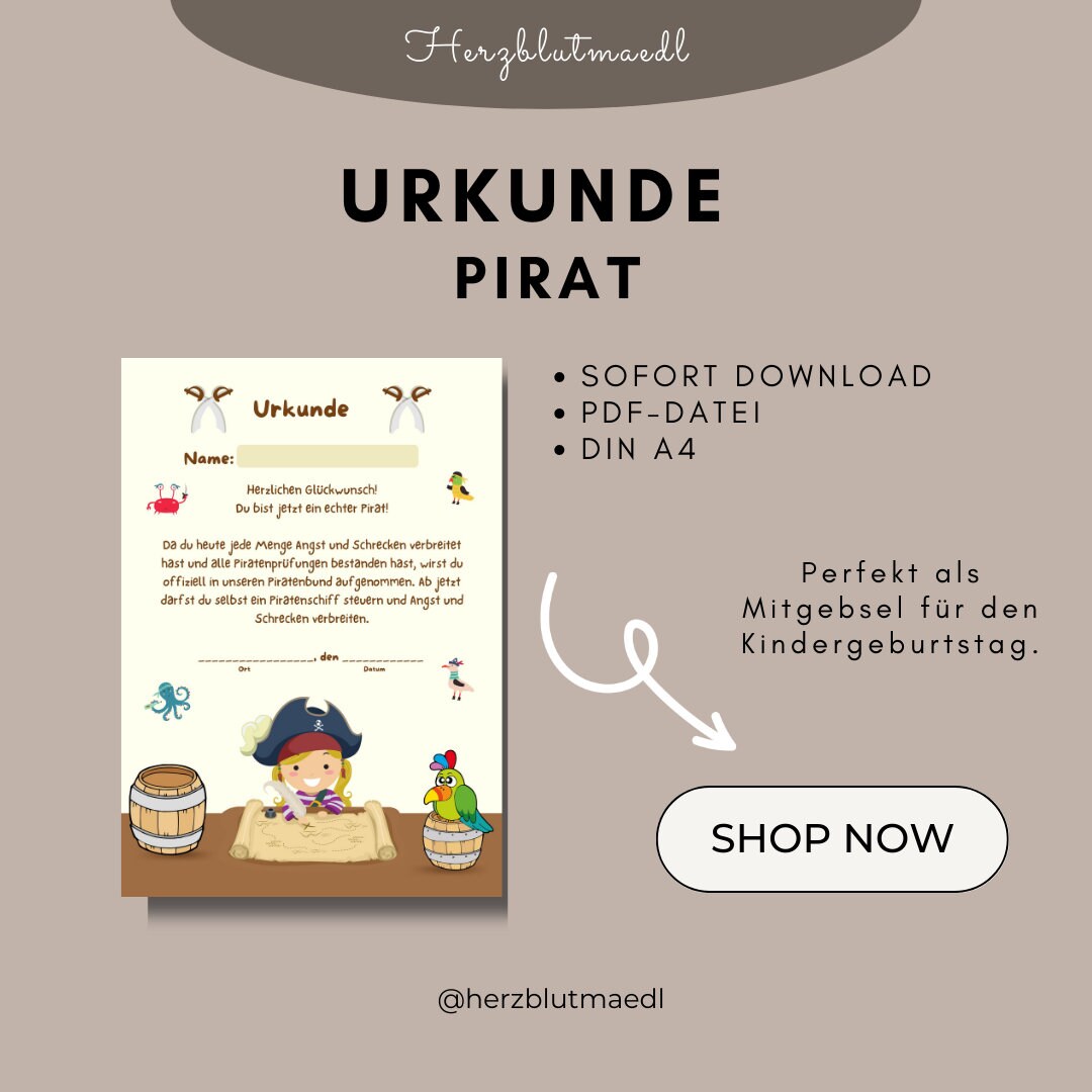 Urkunde Pirat Piratenparty Piraten Urkunden A4 Urkunden - Etsy