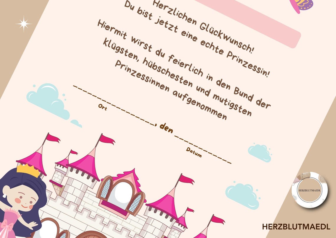 Princess Certificate | Princess Party | Princess Certificates A4 ...