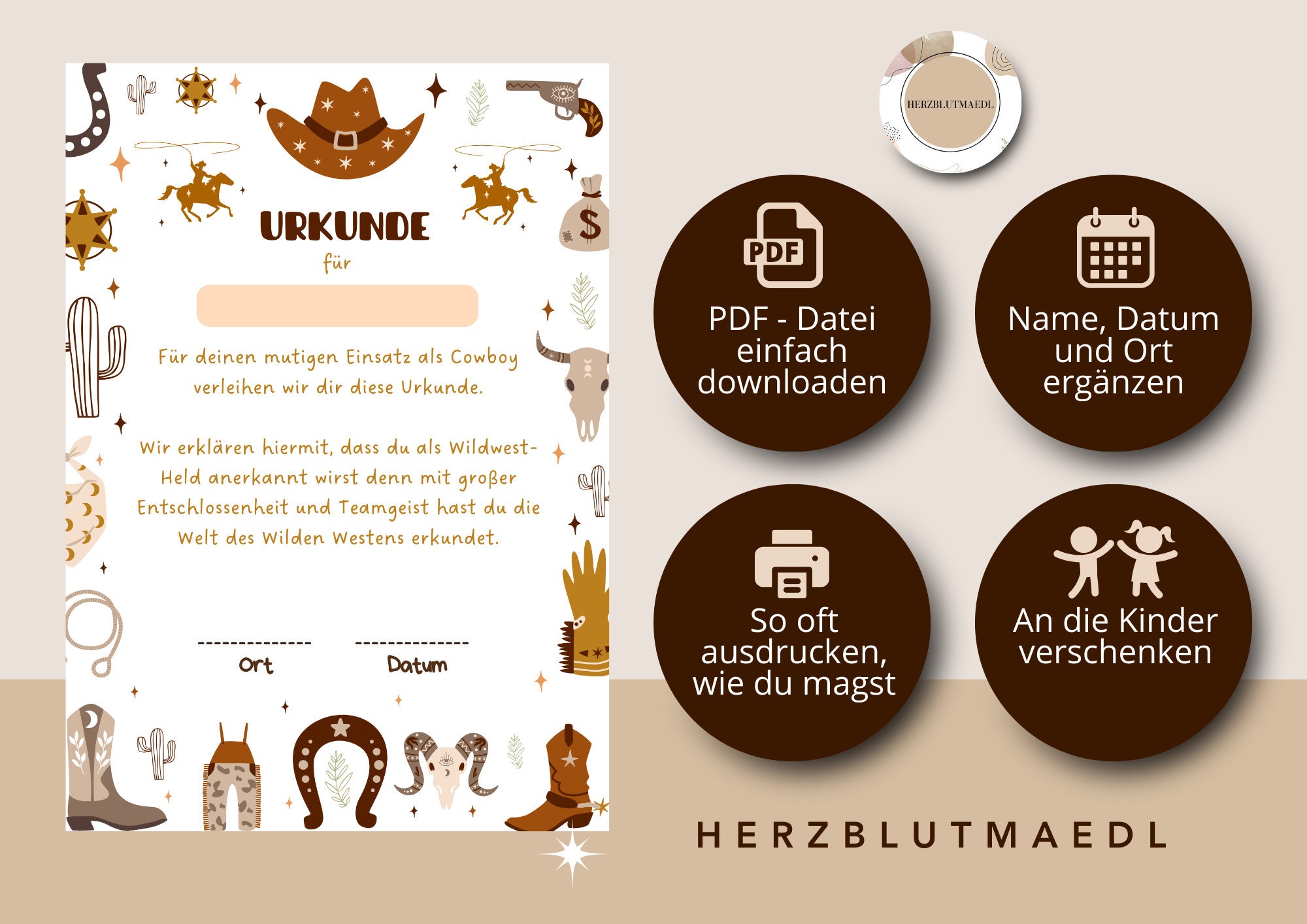 Cowboy Certificate as a Party Favor for a Child's Birthday or for ...