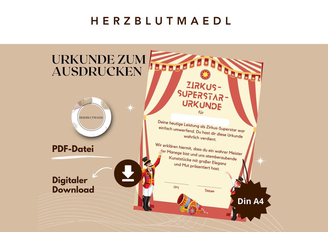 Personalized Circus Certificate for a Child's Birthday | Print Yourself ...