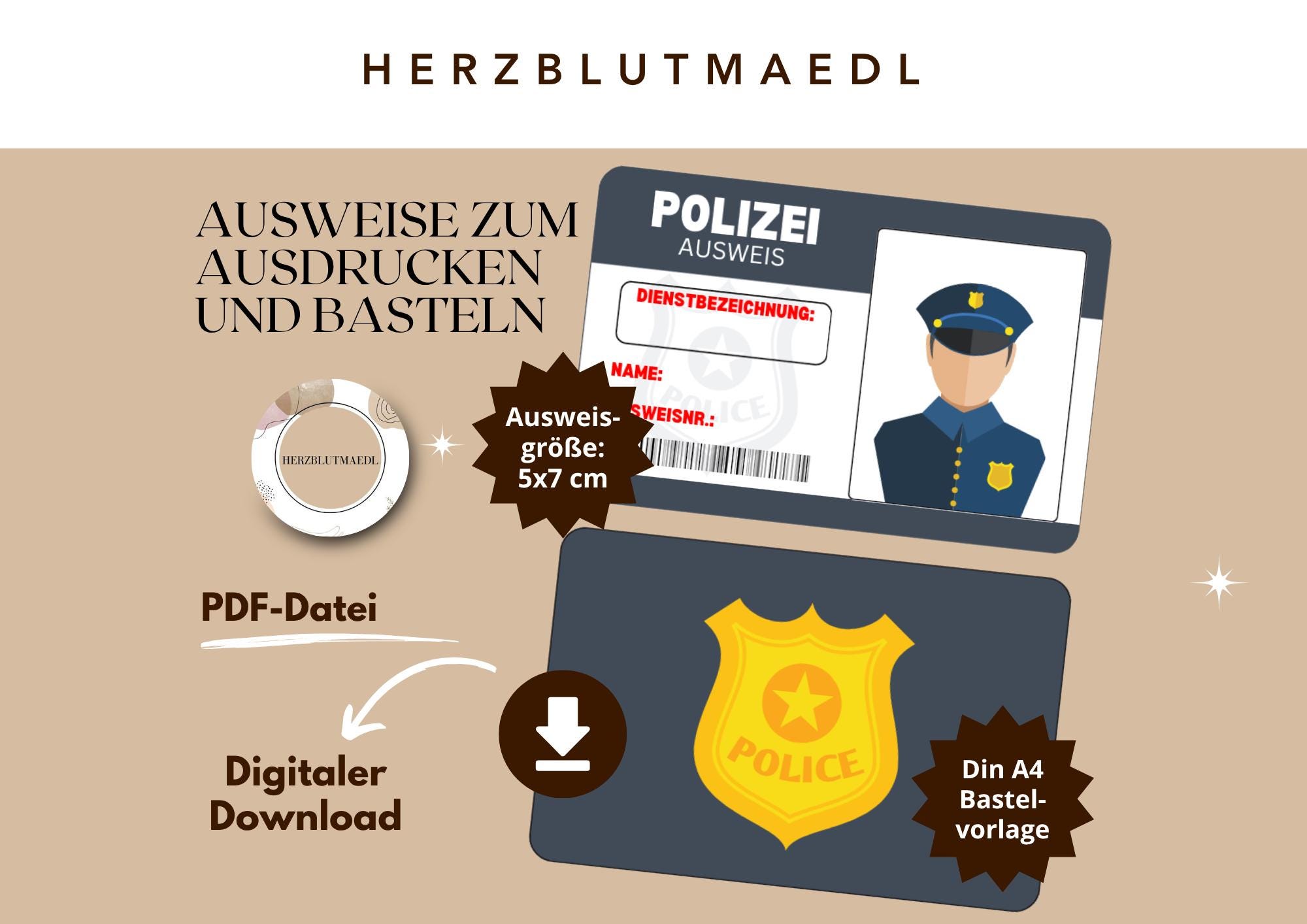 Personalized Party Favors ID Cards for Little Police Officers | Party ...