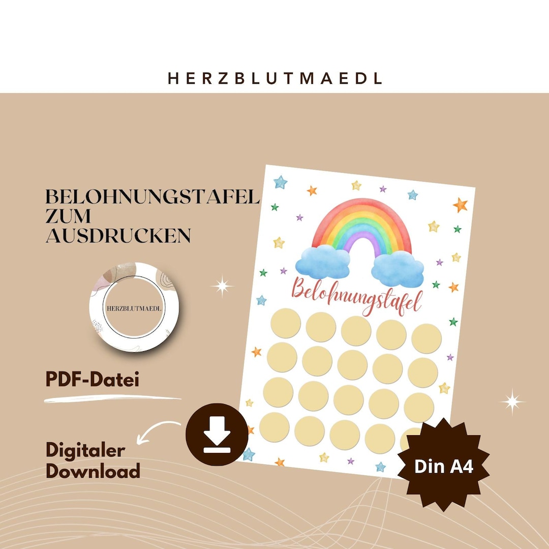 Rainbow Motivational Reward Chart for Children in DIN A4 – Perfect for ...