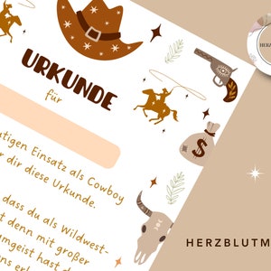 Cowboy Certificate as a Party Favor for a Child's Birthday Party or for ...