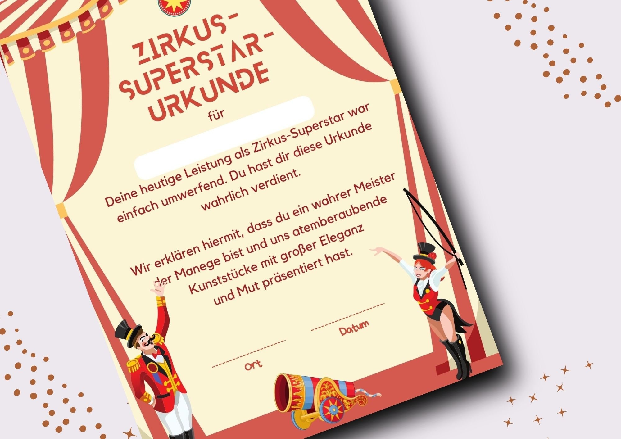 Personalized Circus Certificate for a Child's Birthday - Etsy