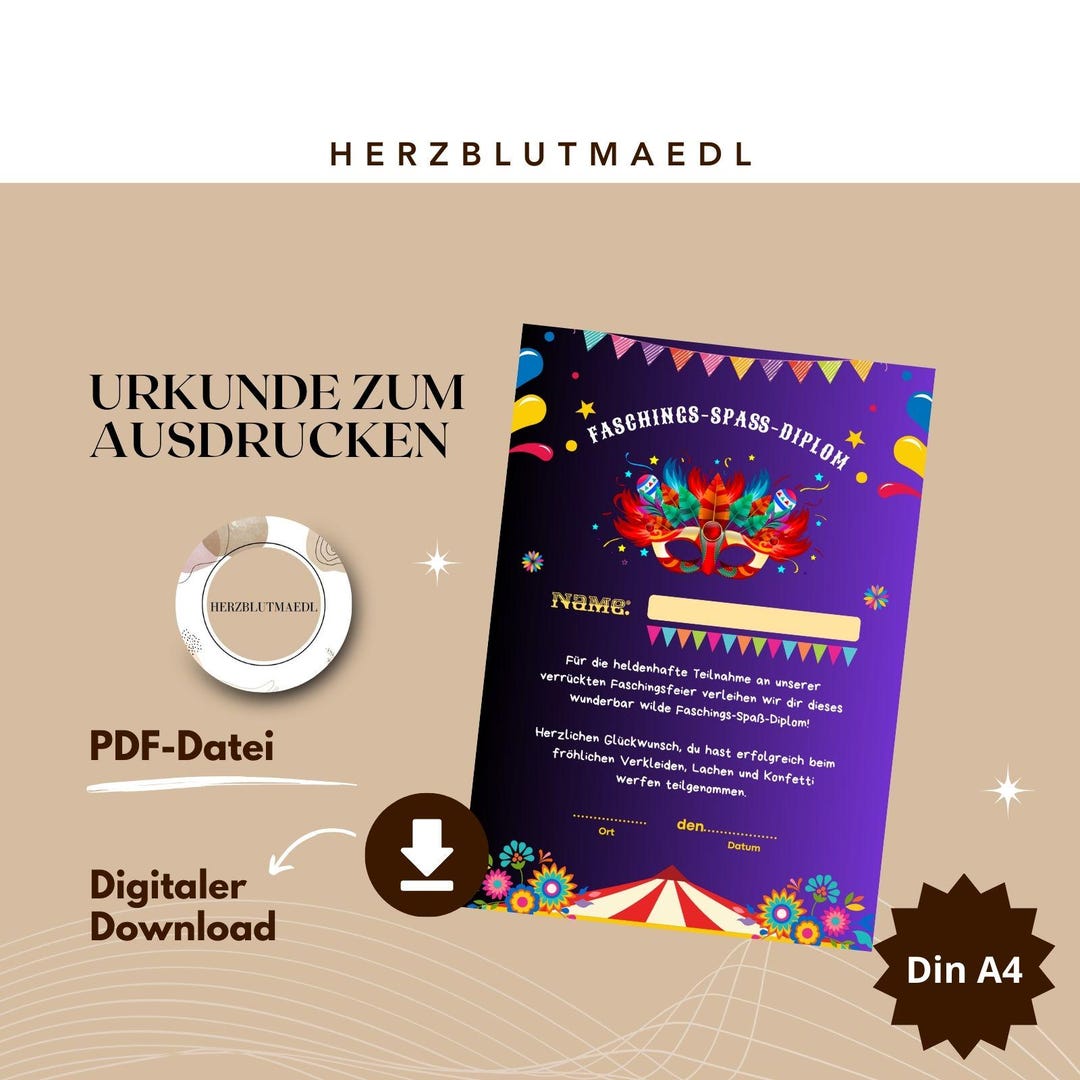 Carnival Certificate for the Children's Carnival as a Party Favor ...