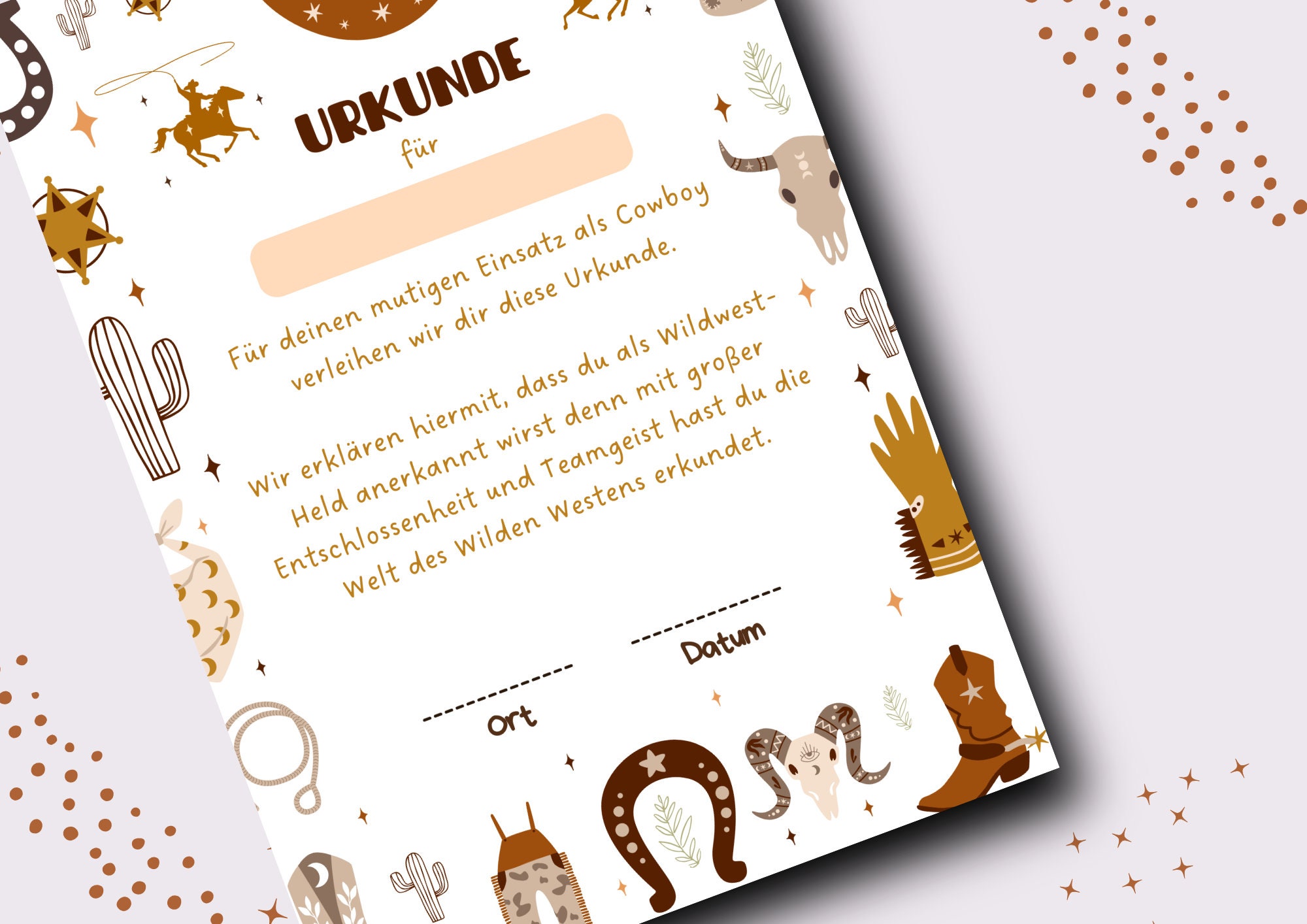 Cowboy Certificate as a Party Favor for a Child's Birthday or for ...
