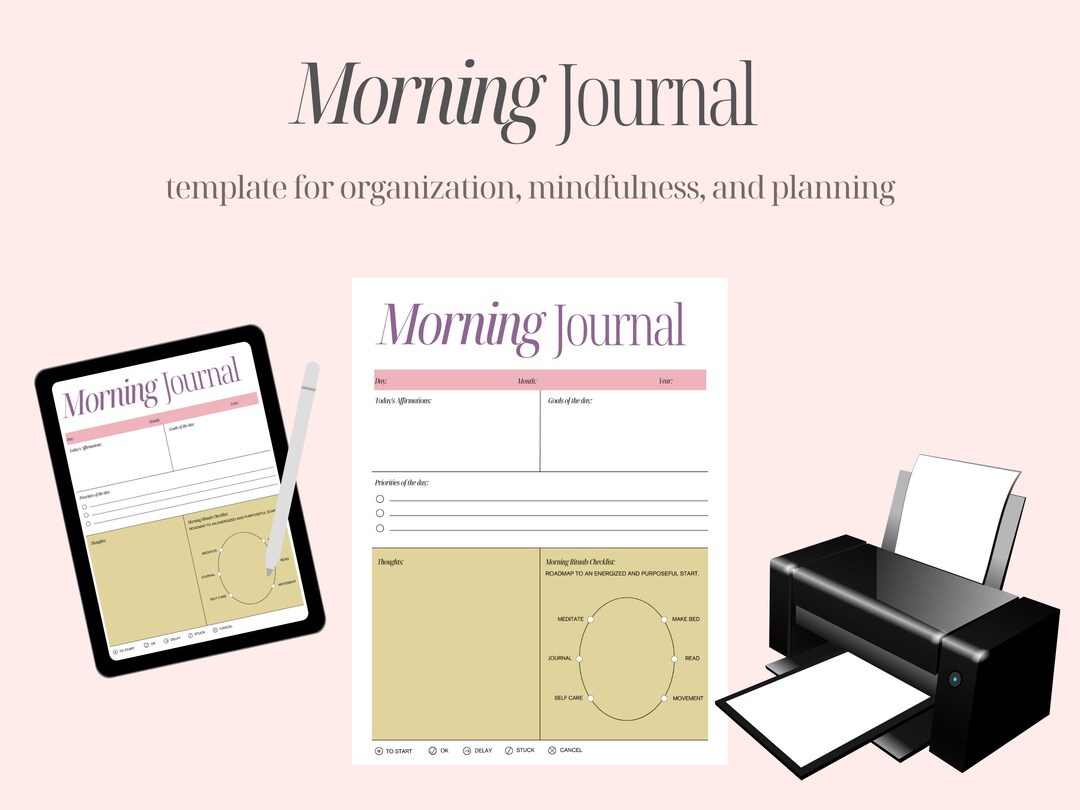 Digital Morning Journal Template for Daily Mindfulness, Organization ...