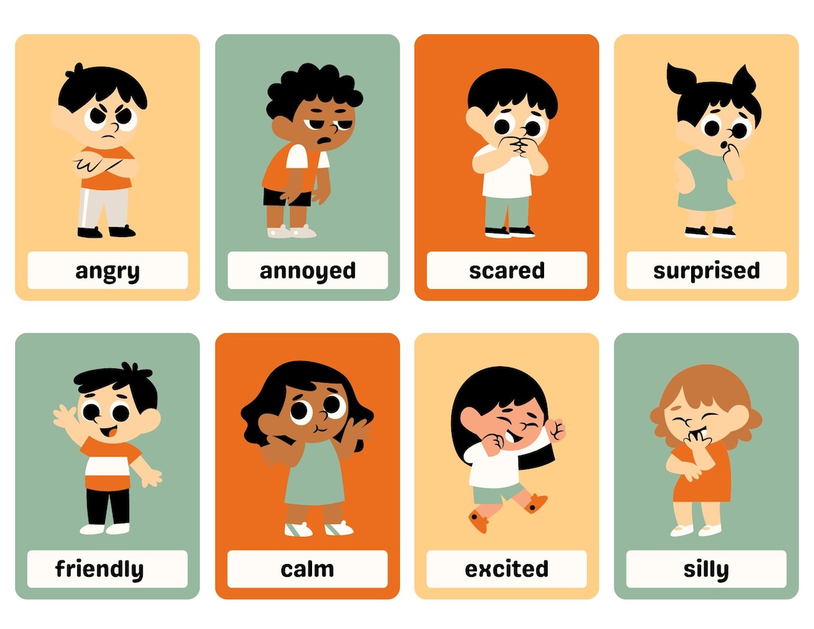 Children's Emotions Flashcards Early Development Digital Download ...