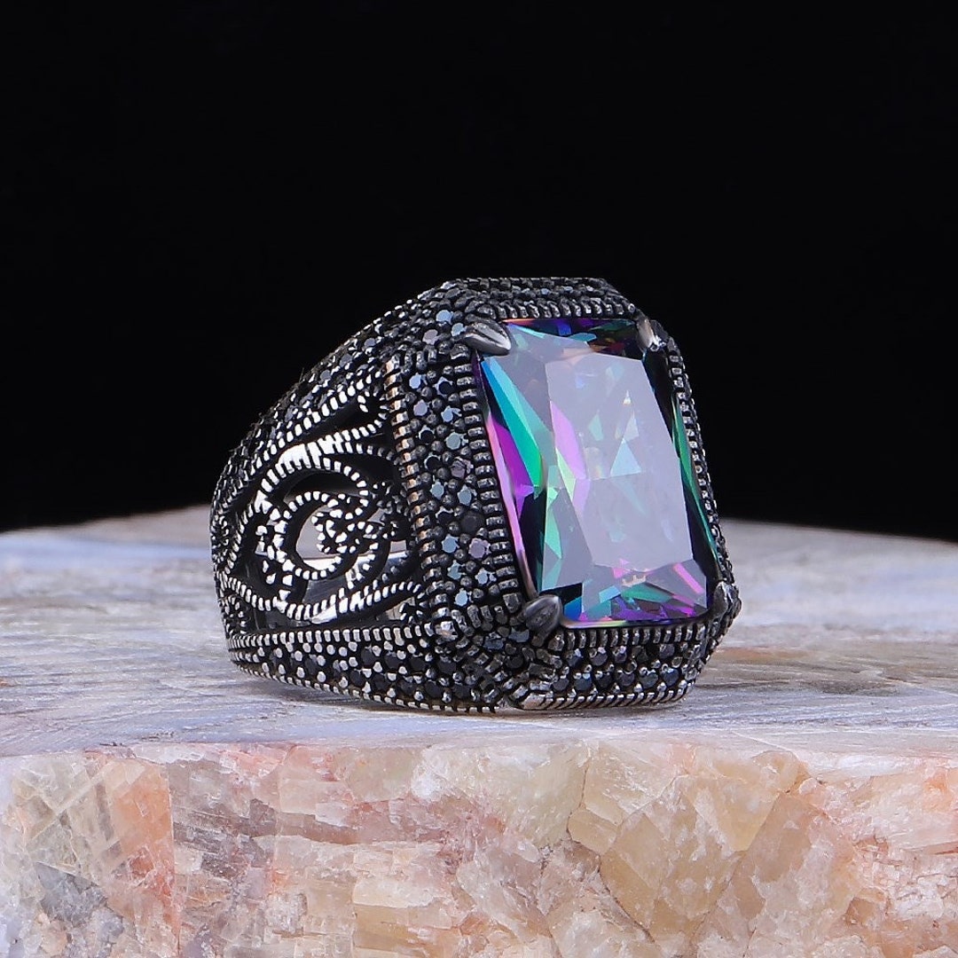 Mystic Ring,topaz Ring,rainbow Stone ,halloween Gift, Knight Model ...