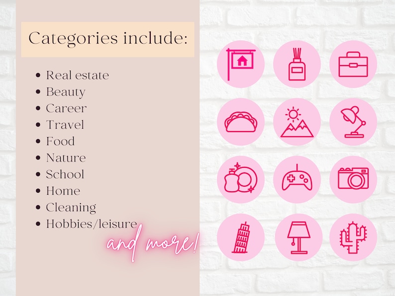 Pink Notion Icon Pack Icon Theme Pack for Notion Templates - Etsy