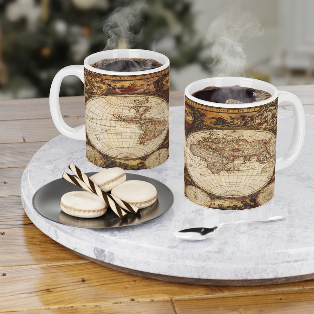 Beautiful World Map Ceramic Mug Coffee Mug Travel Gift Geography ...