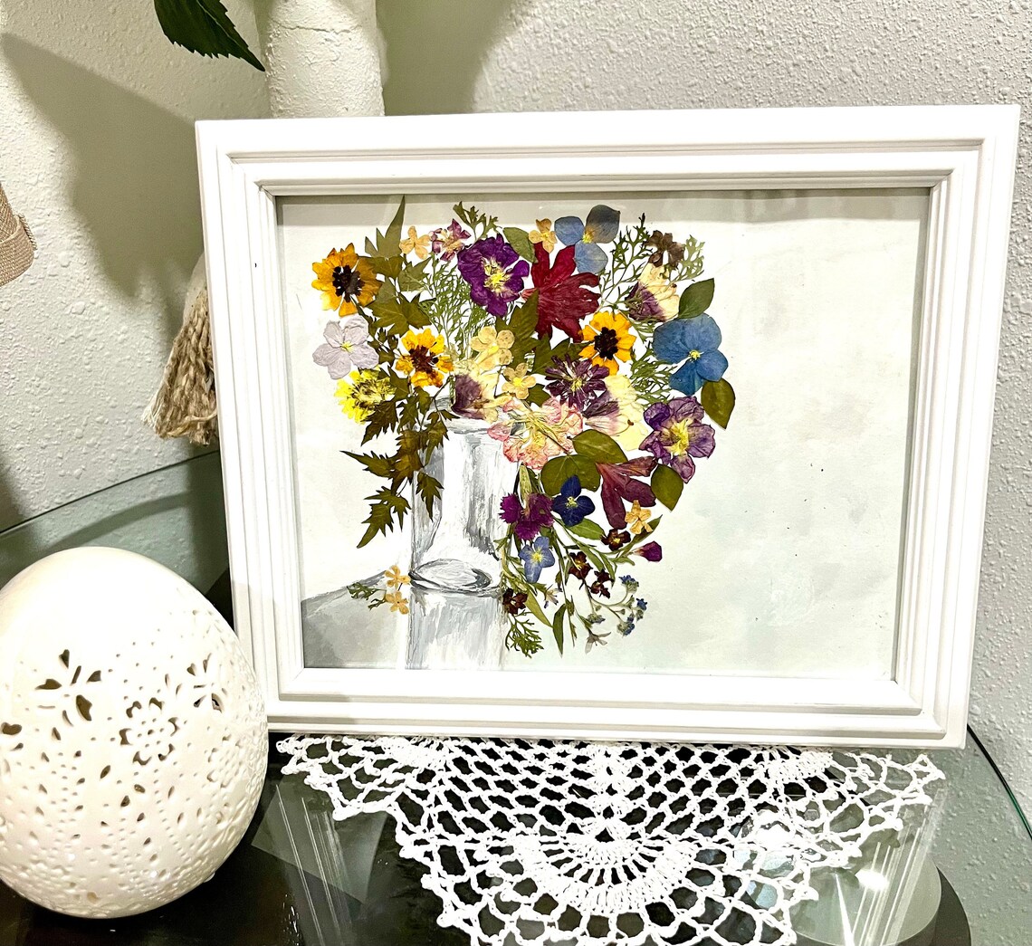 Real Pressed Flower,botanical Artwork Framed,flowers Wall Art,framed ...