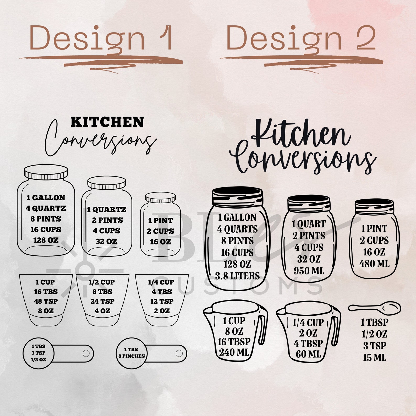 Kitchen Conversion Boards Measurement Chart Cutting Board - Etsy