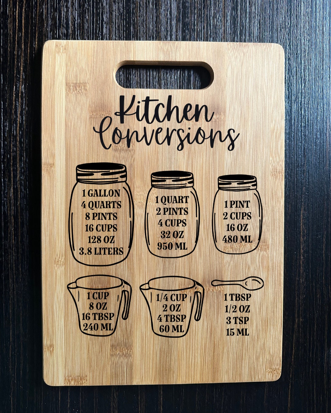 Kitchen Conversion Boards Measurement Chart Cutting Board - Etsy