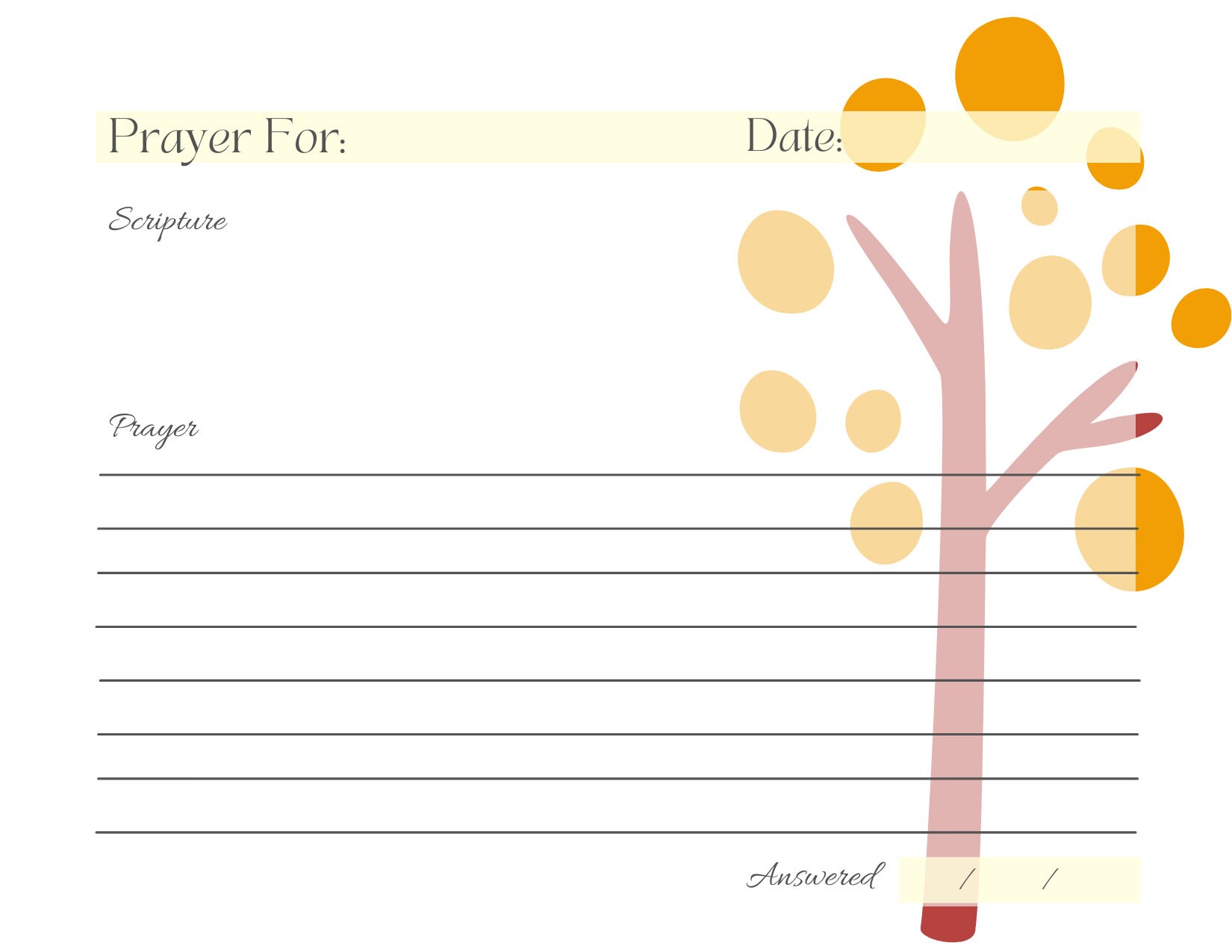 Trees Prayer Cards Blank Prayer Cards, Downloadable Cards for Prayers ...