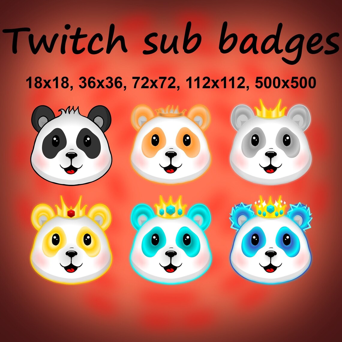 Panda Twitch Sub Badges Subscriber Badge Bit Badges Cute - Etsy