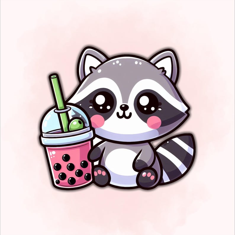 Kawaii Animals With Boba Tea Clipart Bundle - Chibi Bubble Tea Stickers ...